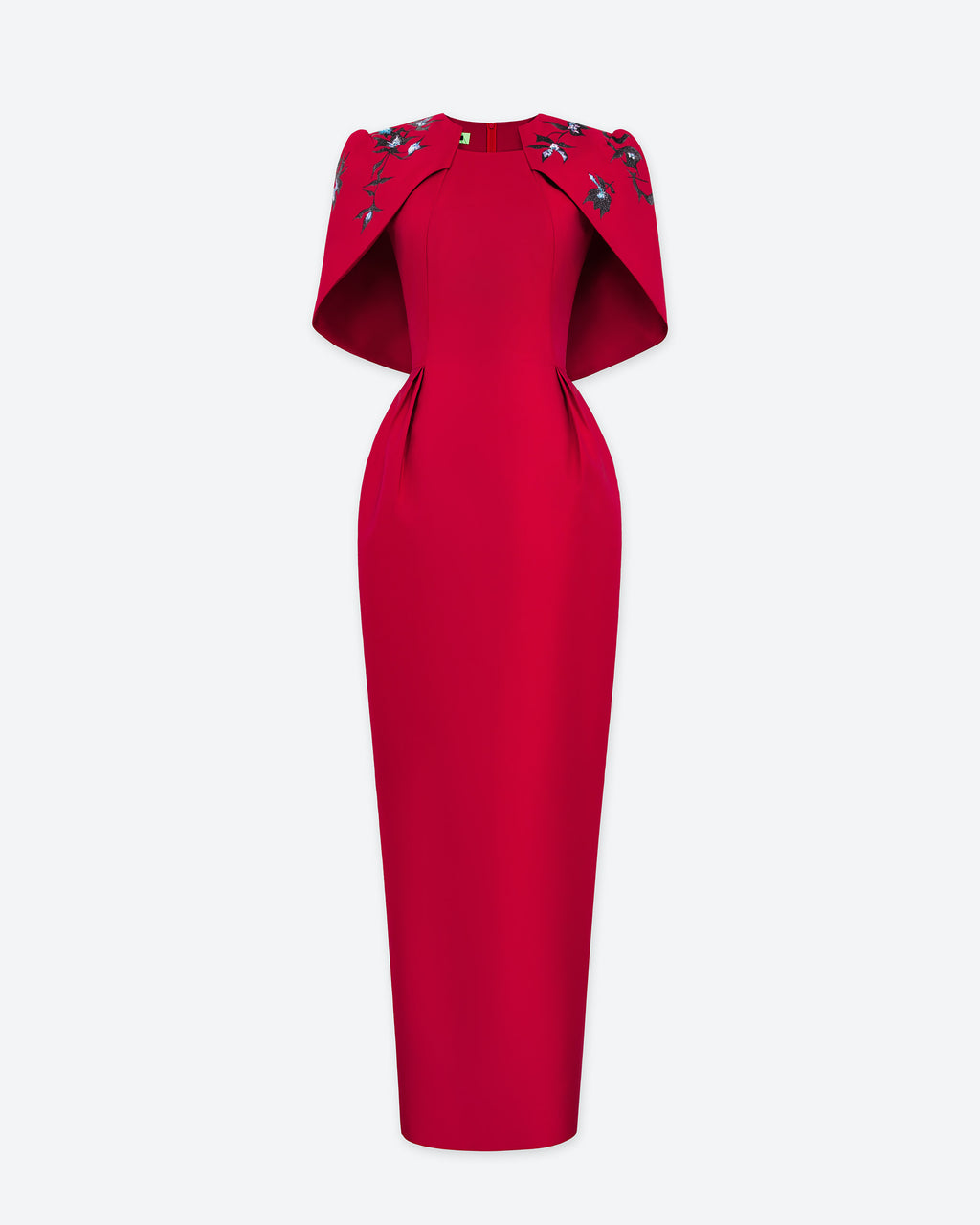 Crimson Cosmos - Cape Evening Dress – Tiny Ink