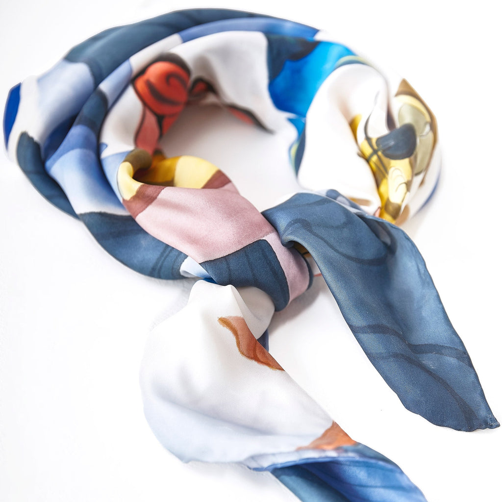 Vietnamese Water Puppet Hand-painted 90 Square Silk Scarf – Tiny Ink